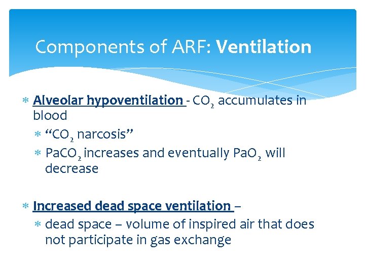 Pulmonary Gas Exchange Acute Respiratory Insufficiency vs Respiratory