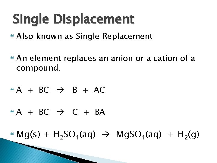 Types of Reactions 6 Types of Reactions Synthesis