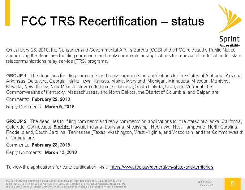 Florida Relay Updates Jeffrey Branch April 18 2018