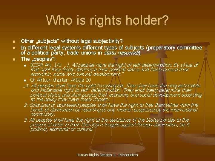 Human rights 1 Introduction Human being and her