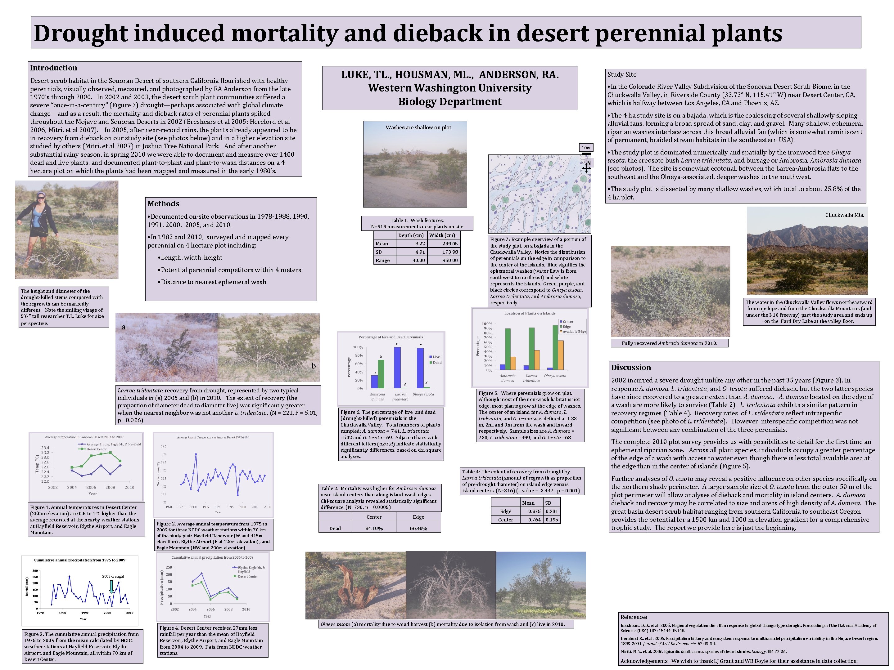 Drought induced mortality and dieback in desert perennial