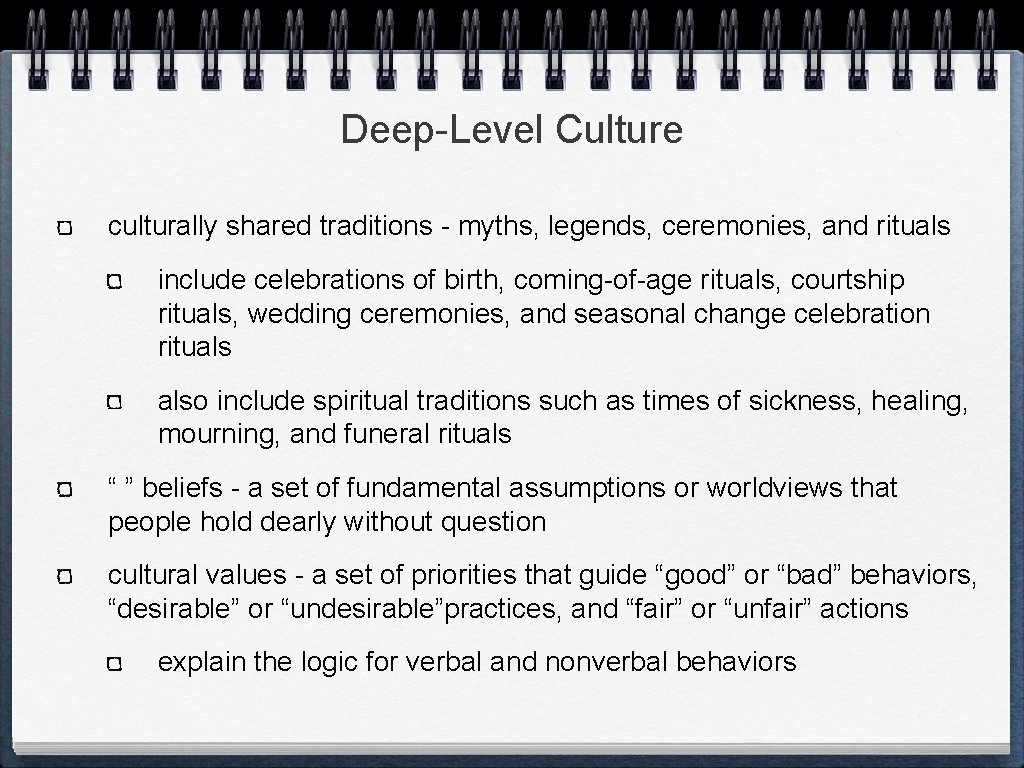 Week 3 Intercultural Communication Chapter Outline Culture Surface