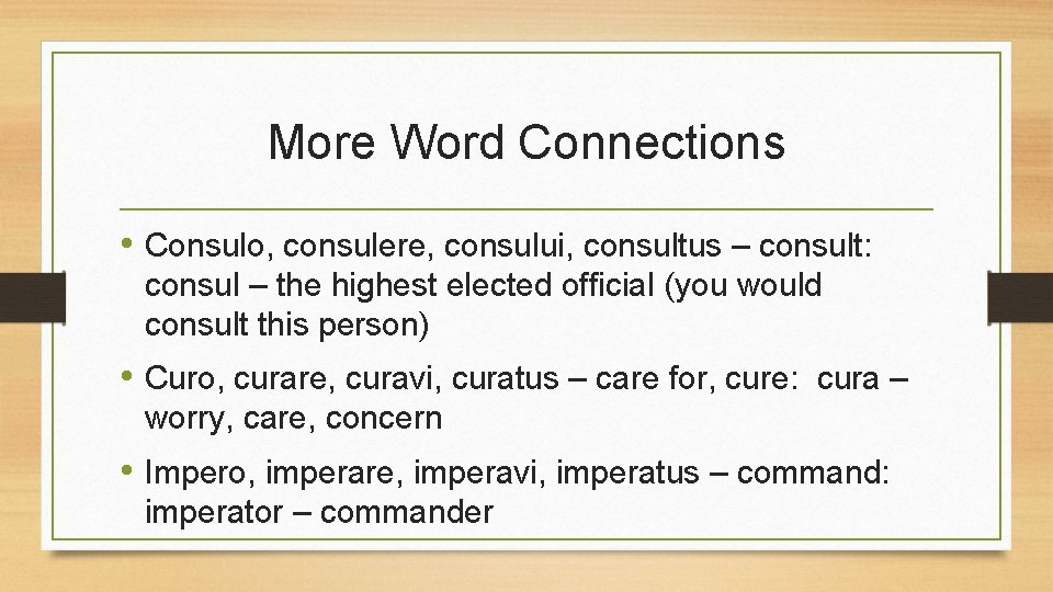 EOC practice Word Connections nouns and verbs English