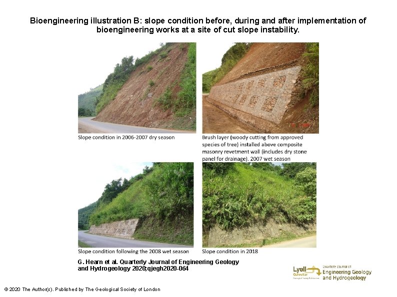 Performance of slope stabilization trials on the road