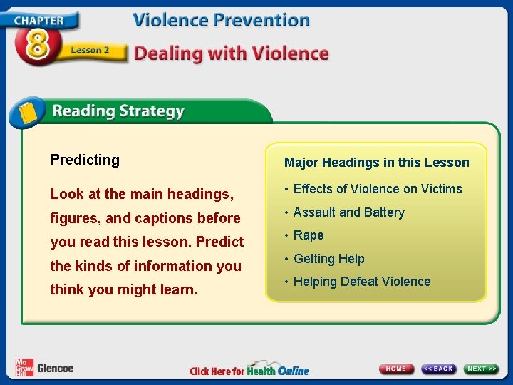 Chapter 8 Violence Prevention Lesson 2 Dealing with