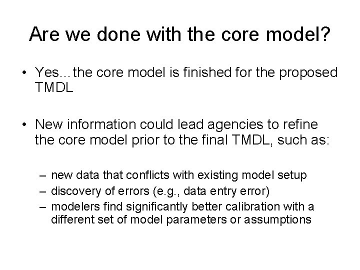 Revised Core Model Ben Cope representing the agency