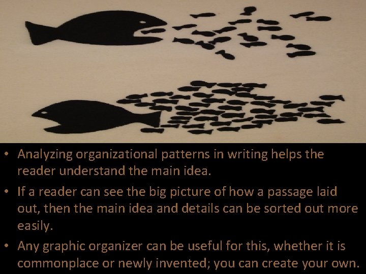 Analyzing organizational patterns in writing helps the reader