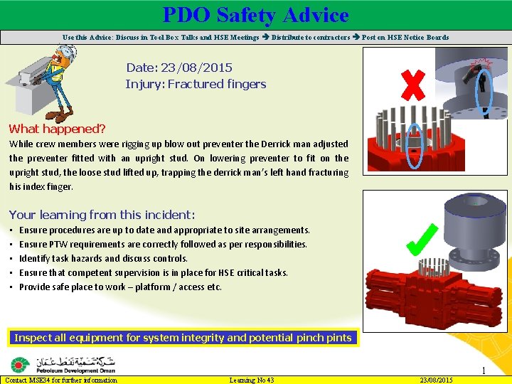 PDO Safety Advice Main contractor name LTI Date