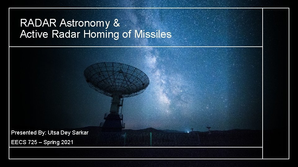 RADAR Astronomy Active Radar Homing of Missiles Presented
