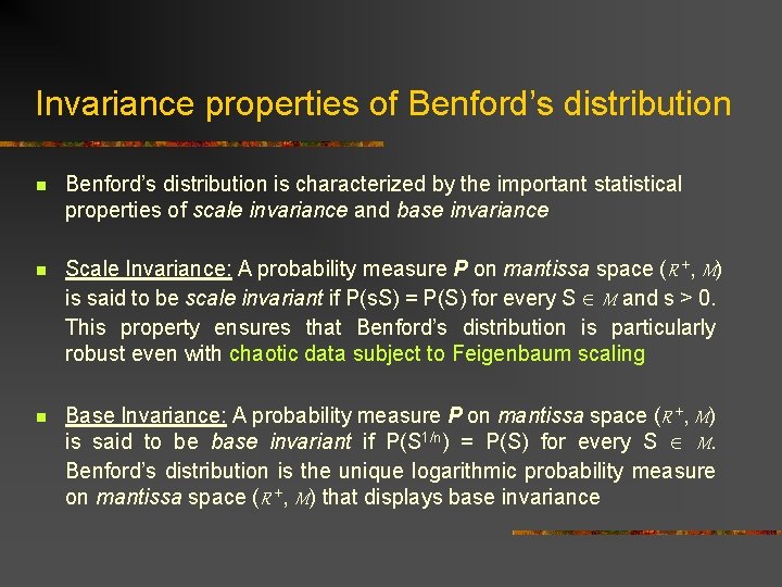 Computational Application of Benfords First Digit Law to
