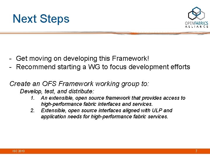 New Direction Proposal An Open Fabrics Software Framework