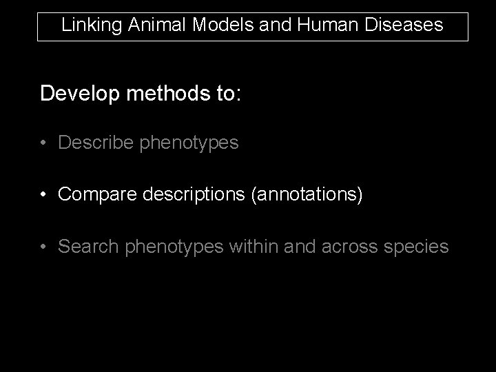 Linking Animal Models and Human Diseases Supported by