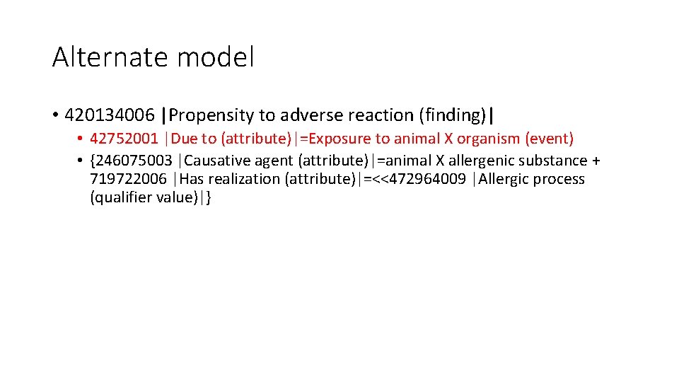 Allergy to animals Alternate model Background Request to