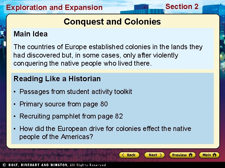 Exploration and Expansion Voyages of Discovery Main Idea