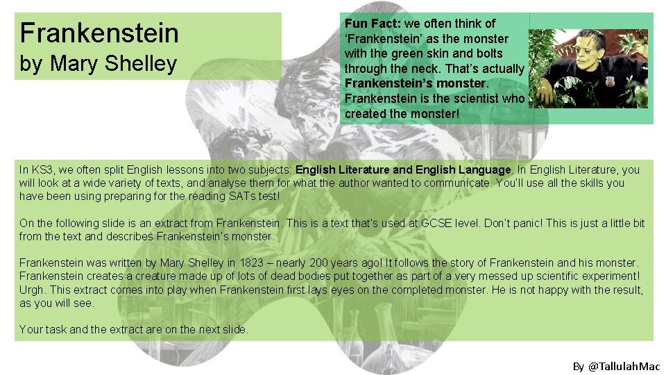 Frankenstein by Mary Shelley Fun Fact we often