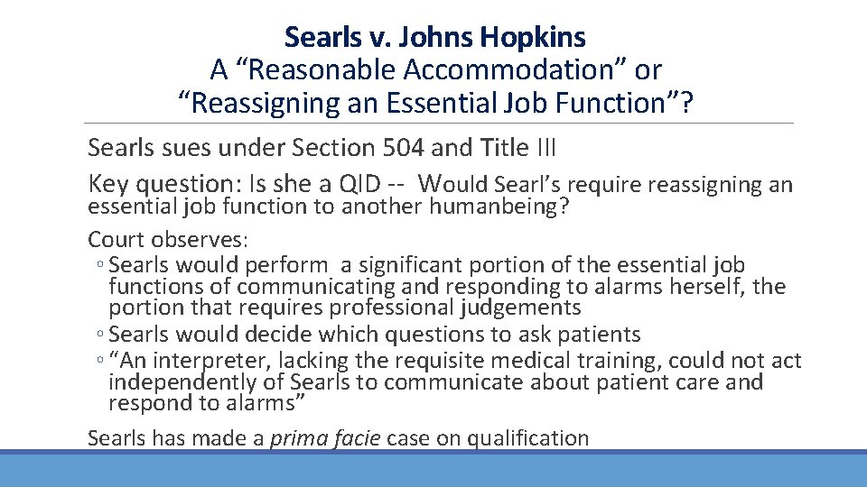 A Fundamental Shift SENSORY DISABILITIES IN HEALTH SCIENCE