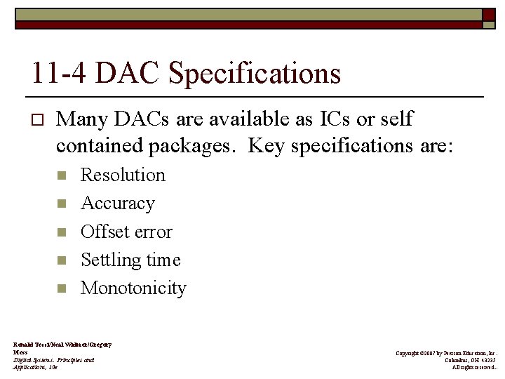 Introduction to Chapter 11 o Conversion between analog