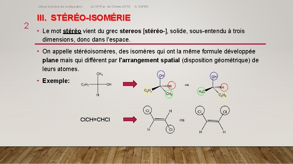 CHAPITRE 3 STREOISOMRIE DE CONFIGURATION streoIsomrie de configuration