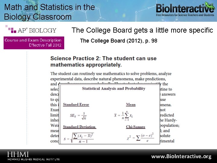 Math and Statistics in the Biology Classroom Paul