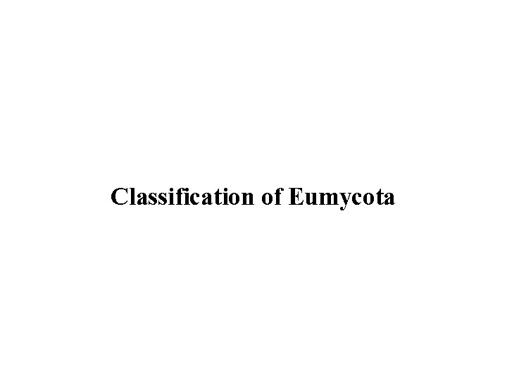 Classification of Eumycota Classification of Eumycota True fungi