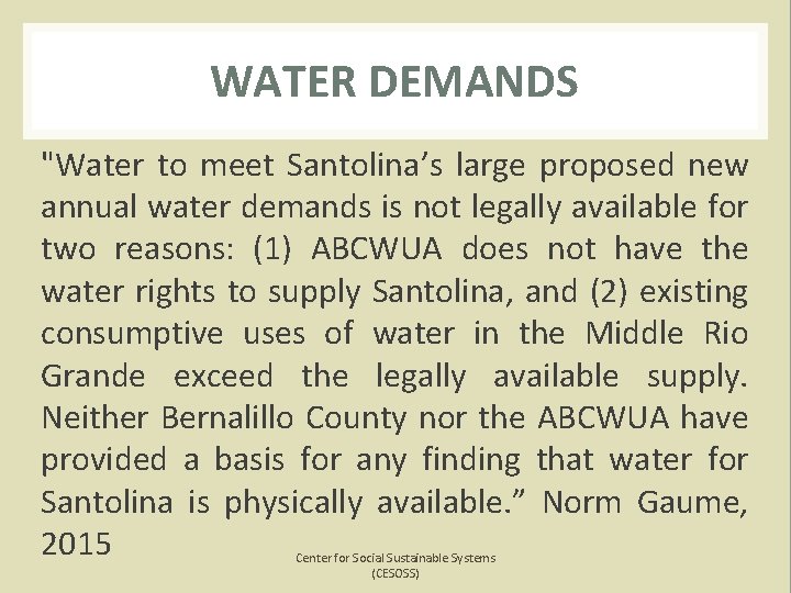 WATER PLANNING AND THE NEED FOR COMMUNITY ENGAGEMENT