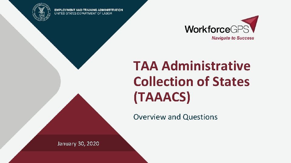 TAA Administrative Collection of States TAAACS Overview and