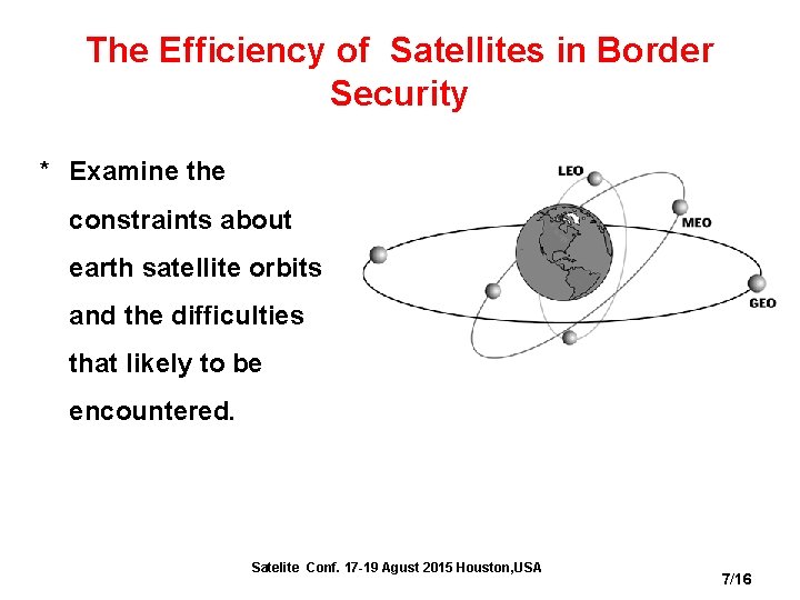The use of satellites in the border security