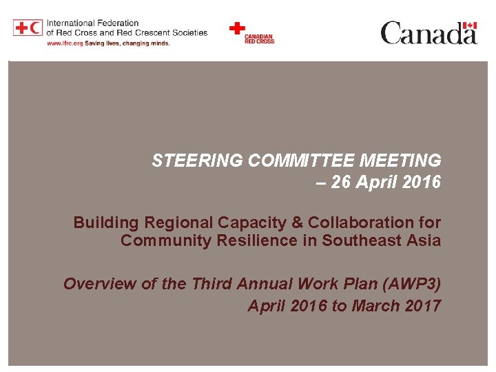 STEERING COMMITTEE MEETING 26 April 2016 Building Regional