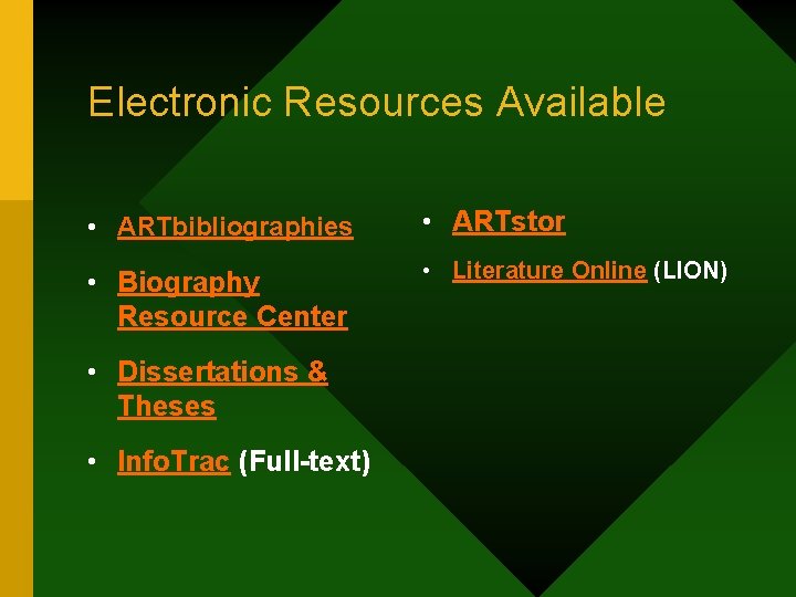 Tennessee State University BrownDaniel Library Resources for Literature