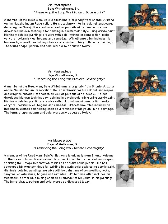 Art Masterpiece Baje Whitethorne Sr Preserving the Long