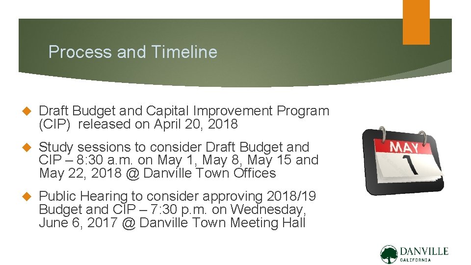 201819 Budget and CIP Overview DANVILLE TOWN COUNCIL