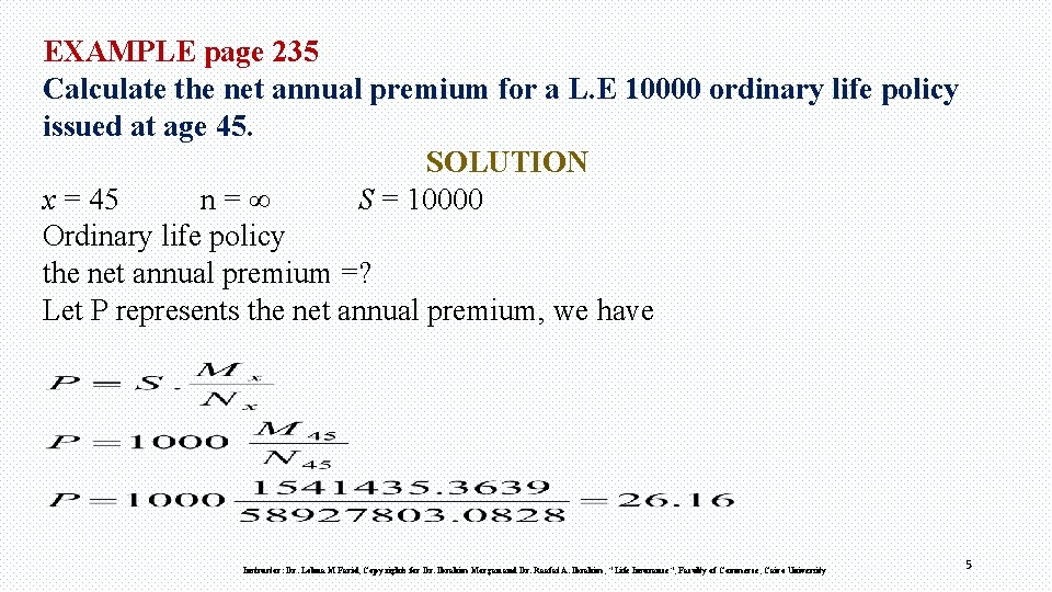 Lecture 18 CHAPTER 7 Annual Premiums Of Life