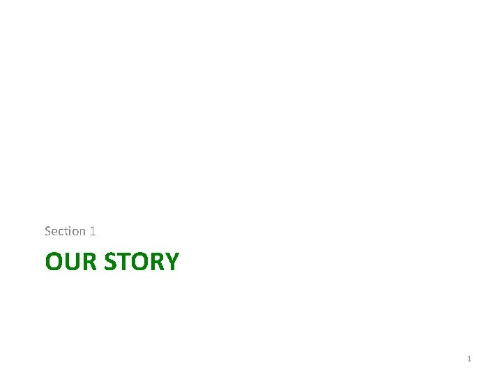 Section 1 OUR STORY 1 A SHORT HISTORY
