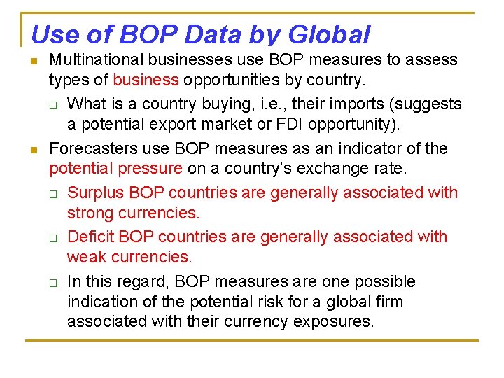 INBU 4200 INTERNATIONAL FINANCIAL MANAGEMENT Lecture 3 Balance