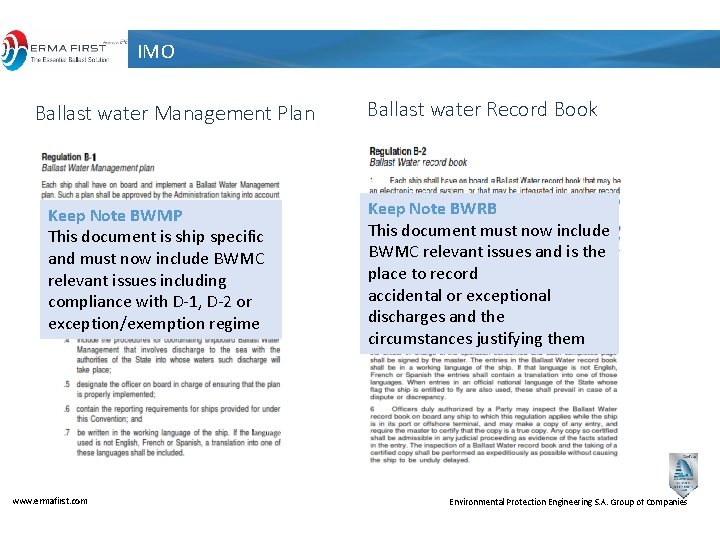Ballast Water Legislation IMO IBWMC USCG Final Rule