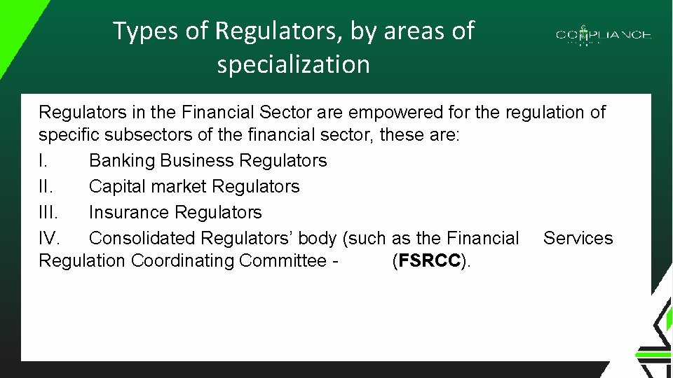 UNDERSTANDING THE REGULATORY ENVIRONMENT 1 1 Presented By