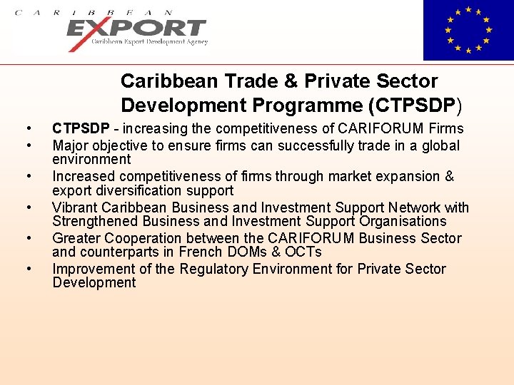 Promotion of Export Diversification the Role of Caribbean