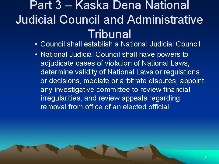 GUKEYEH GUKEH GUSANI Kaska Dena Good Governance Act