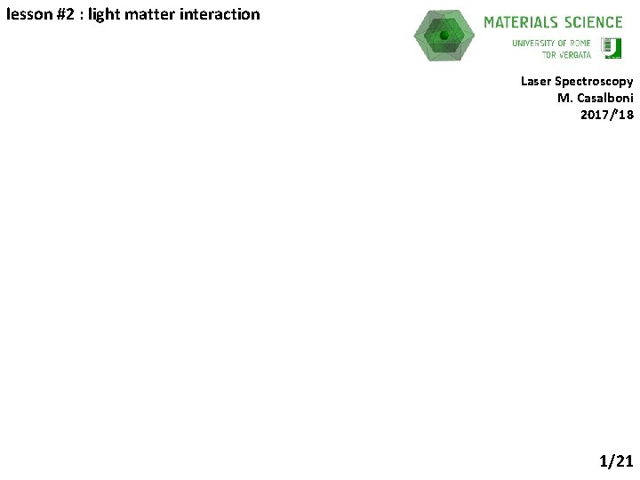 lesson 2 light matter interaction Laser Spectroscopy M