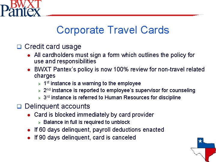 Corporate Travel Card New provider 802 First Bankcard
