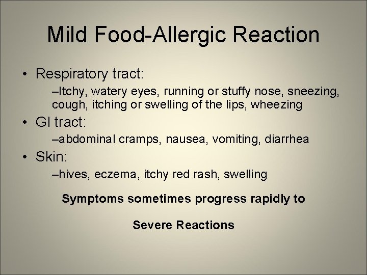 FOOD ALLERGIES What You Need To Know Incidendence