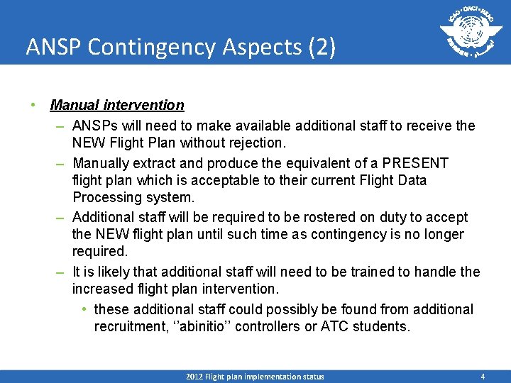 International Civil Aviation Organization Contingency Aspects ...