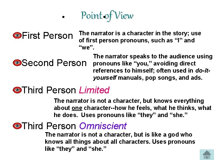 Elements of a Story Theme Point of View