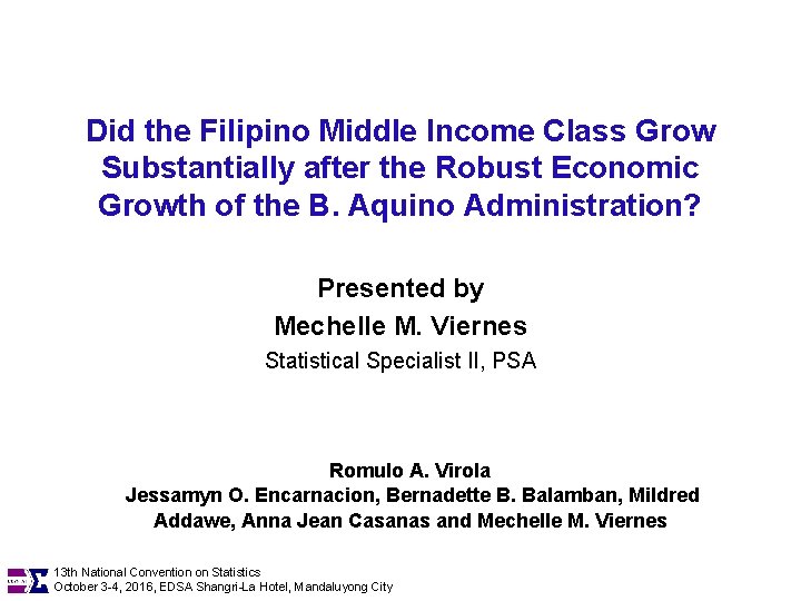 Did the Filipino Middle Income Class Grow Substantially