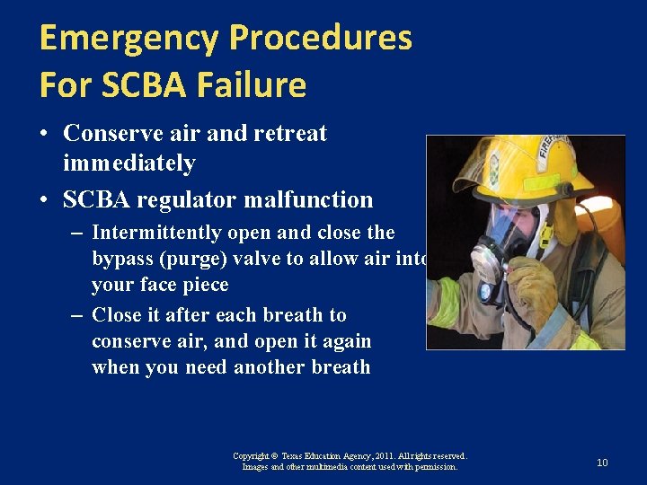 Emergency Operations with Self Contained Breathing Apparatus SCBA