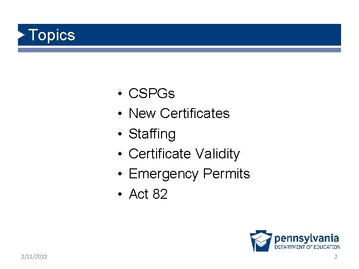 Pennsylvania Department of Education Bureau of School Leadership