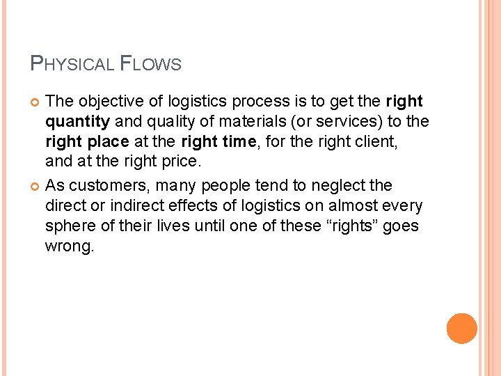 UNIT 3 Logistics flows and future trends TABLE