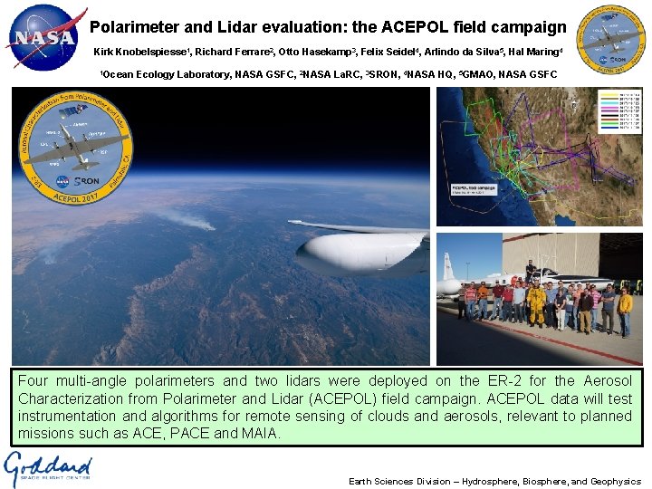 Polarimeter and Lidar evaluation the ACEPOL field campaign
