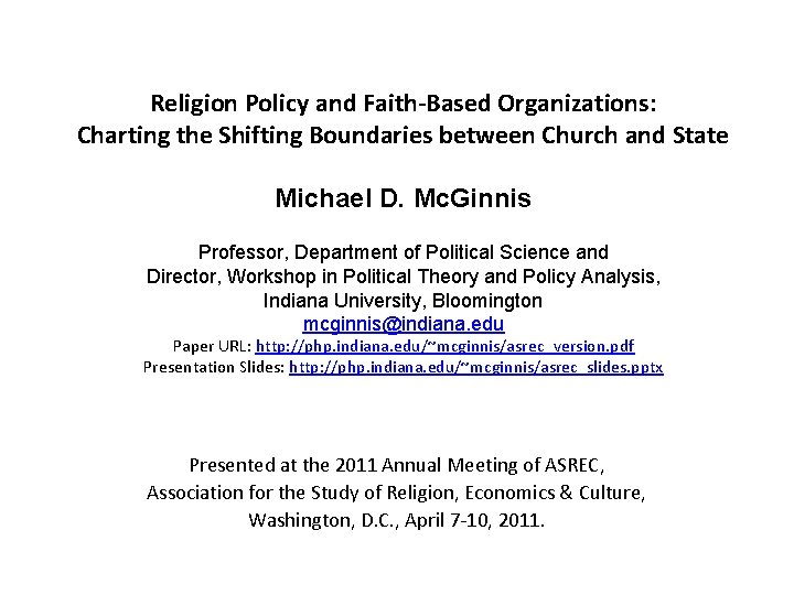 Religion Policy and FaithBased Organizations Charting the Shifting