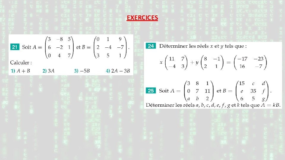 Chapitre 1 Matrices Oprations I Dfinitions et vocabulaire